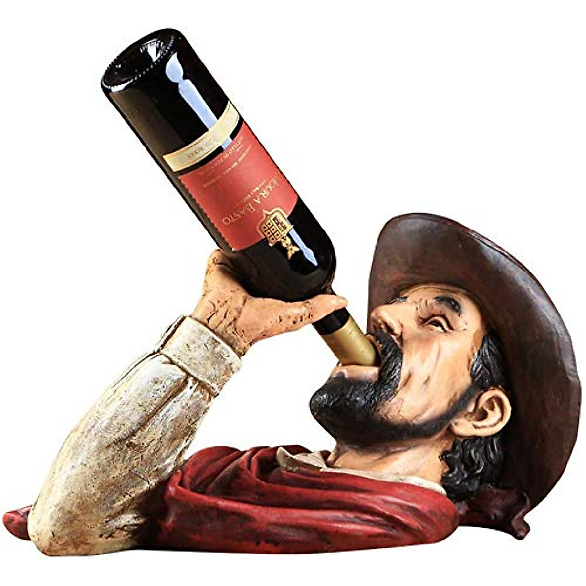 Stylish Simplicity Wine Racks Free Standing Resin Wine Bottle Holder,Home Retro Decoration Ornaments,Cowboy Statue Decoration,Suitable for Living Room,Bedroom,Bar,Restaurant (44.5 x 22.3 x 26.2 Cm) ,