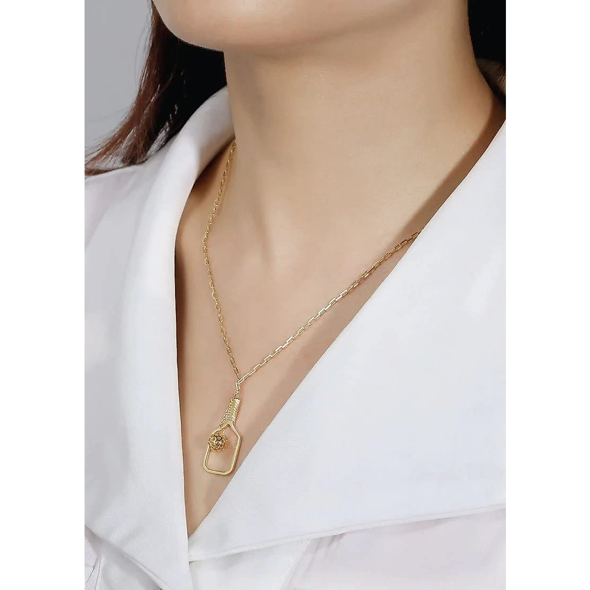 The Volley Pickleball Paddle and Ball Pendant Necklace