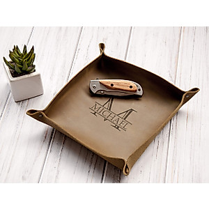Customized Leather Valet Tray Monogrammed Valet Tray Catch All Leather Gift for Men Christmas Gift for Him Engraved Leather Tray Personalized Leather Desk Organizer Work from Home Gift