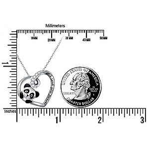 DAOCHONG 925 Sterling Silver Engraved I Love You Forever Cute Animal Panda Heart Pendant Necklace for Women Girlfriend Wife Mother Birthday Gifts Jewelry