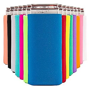 Slim Can Cooler Sleeves (14-Pack) Soft Insulated Slim Can Koolie for White Claw Seltzer & Slim Beer - HTV Blanks for Vinyl Projects - Skinny Can Koolies Bulk - Tall Can Koolie - Coolies for Slim Cans