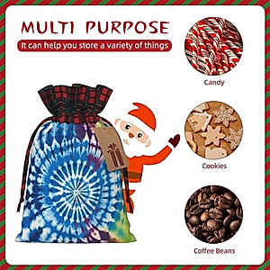 Christmas Gift Bags with Drawstring Burlap Gift Bags Abstract Tie Dye Christmas Linen Bags for Xmas Party Candy Bags with Cards Xmas Reusable Wrapping Bags Christmas Linen Treat Bags for Holiday