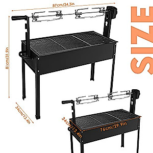 GJCrafts Upgrated Portable Spit Rotisserie and BBQ Charcoal Grill, Enlarged Roast Leg of Lamb Stove Automatic Household Electric Charcoal Grilled Fish Chicken Rabbit Outdoor Grill BBQ Folding Grill