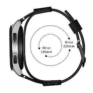 Balerion Cuff Genuine Leather Watch band,Compatible with Samsung Galaxy Watch 3 45mm, Galaxy Watch 46mm,Gear S3,Fossil Q Explorist,other Standard 22mm Lug Width Watch,Black