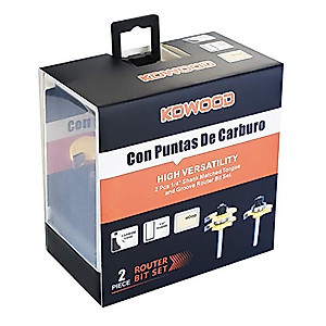 KOWOOD Tongue and Groove Set of 2 Pieces 1/4 Inch Shank Router Bit 3 Teeth Adjustable T Shape Wood Milling Cutter