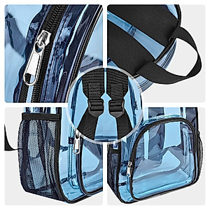 Slumou Mini Clear Backpack Stadium Approved for Women Men Heavy Duty See Through Transparent Pvc Backpacks for School Work Travel（Black）