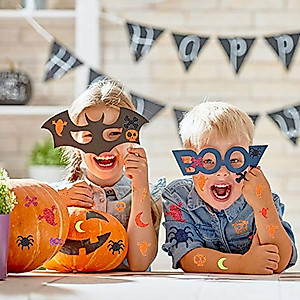 Halloween Stickers for Kids, 800 Pcs Glitter Foam Craft Stickers Self Adhesive Pumpkin Shape Stickers for Kids Party Halloween Decorations