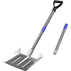 Snow Shovel 55 inches- Emergency Long Metal Snow Shovel with D Grisp Handle, Aluminum Stainless Steel Lightweight Portable Sports Utility Tool for Garden, Camping Ourdoor Yard Cars, House(Small)