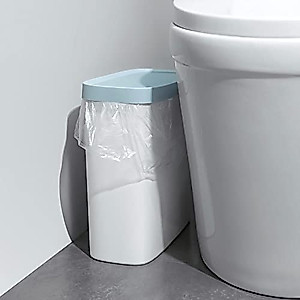 LtyTz Small Bathroom Trash Can with Lids Kitchen Wastebasket with Press Type Lid for Bathroom,Powder Room,Bedroom,Kitchen,Office (2.1 Gallon/8 Liter,Blue)