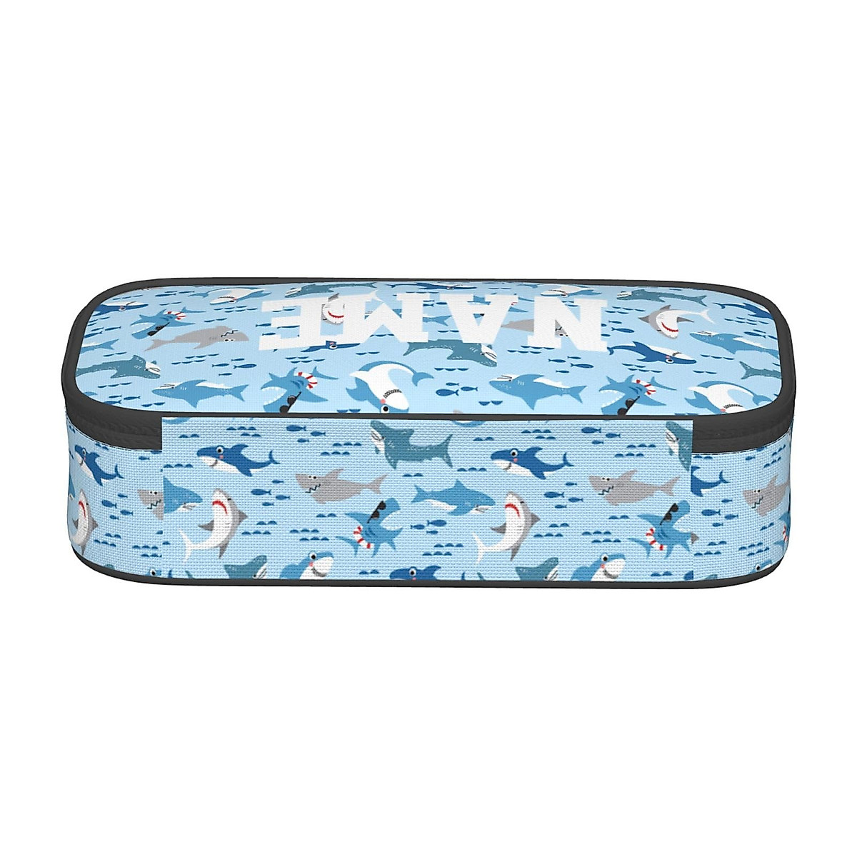 VANCIPO Blue Shark Custom Pencil Case Cute Personalized Pencil Case Cute Customize Large Pencil Pouch with Name Gifts for Men Women