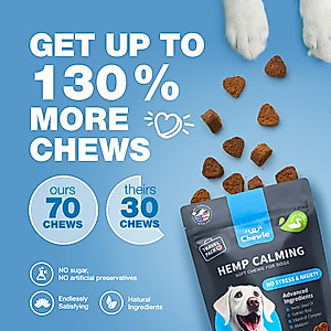 Dog Calming Treats - Hemp Calming Chews for Dogs - Dog Anxiety Relief for Vet Visits, Travel, Thunderstorms - L-Theanine, Chamomile Extract, Valerian Root