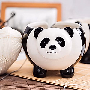 LPAYOK Cute Panda Ceramic Yarn Bowl, Knitting Yarn Bowls with Holes, Bowl Holder Yarn Storage Bowl Perfect for DIY Craft Knitting Crocheting 6x3