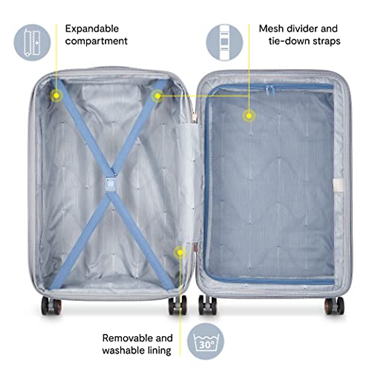 DELSEY Paris Cruise 3.0 Hardside Expandable Luggage with Spinner Wheels, Blue, Checked-Medium 24 Inch