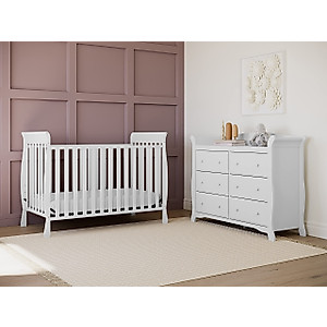 Graco Storkcraft Maxwell Convertible Crib (White) – GREENGUARD Gold Certified, Converts to Toddler Bed and Daybed, Fits Standard Full-Size Crib Mattress, Classic Crib with Traditional Sleigh Design
