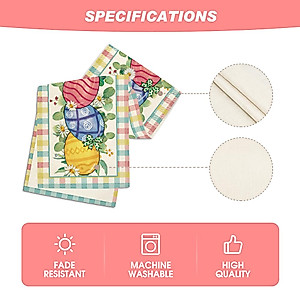 Artoid Mode Buffalo Plaid Daisy Egg Easter Table Runner, Seasonal Kitchen Dining Table Decoration for Indoor Home Party 13x72 Inch