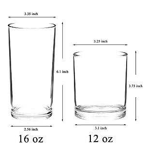 Youngever Set of 8 Plastic Drinking Tumblers, Old Fashion Plastic Glasses, Reusable Plastic Cups for Whiskey and Beer (12 ounce & 16 ounce)
