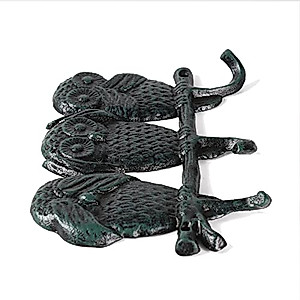 BRASSTAR Cast Iron Owl 3 Hooks See NO Speak NO Hear NO EvilDark Green Retro Wall Coat Hook for Indoor Outdoor Decorative TQGJPT271