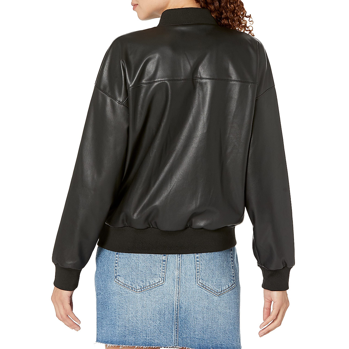 The Drop Women's Iman Vegan Leather Bomber, Black, M