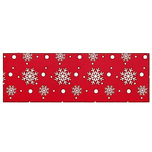 Miaklek Red Snowflakes Rugs for Kitchen Floor, Farmhouse Kitchen Mats Cushioned Anti Fatigue 1 Piece Set, Anti-Fatigue Mats Kitchen Runner Rug 18x47.2in, Seasonal Winter Christmas Holiday Decorations