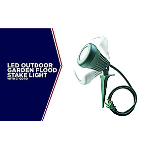 Woods 0434 434 60W 200 Lumen Stake Light, 5 LEDs, Green with 2 Extra Lenses, 1-Pack