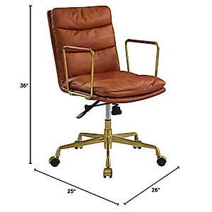 Acme Furniture Dudley Executive Office Chair, Rust Top Grain Leather