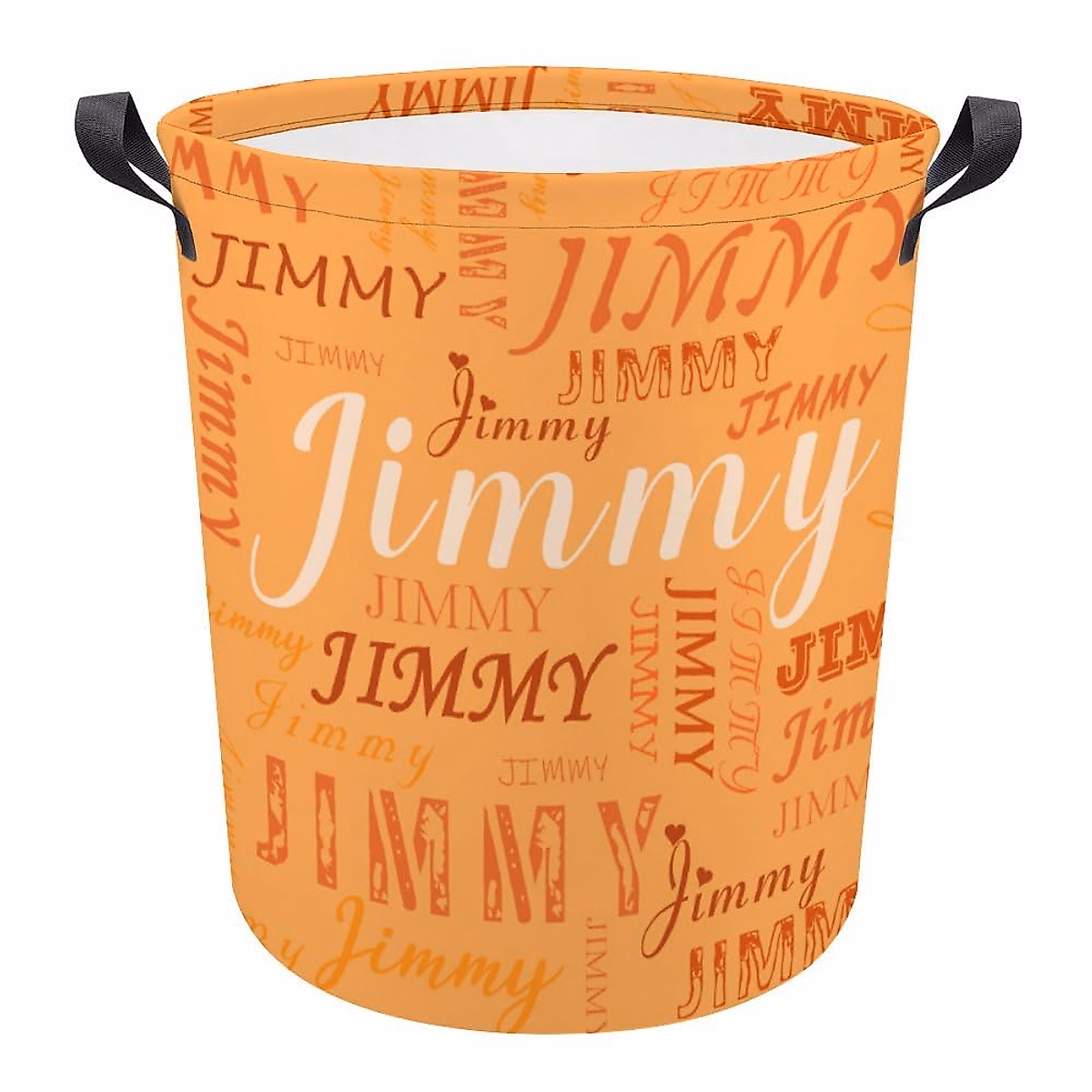 Custom Orange Laundry Basket with Name Personalized Orange Dirty Clothes Hamper Orange Storage Basket Custom Orange Laundry Hamper with Handles in Bedroom Bathroom Livingroom Organizer Toy Basket