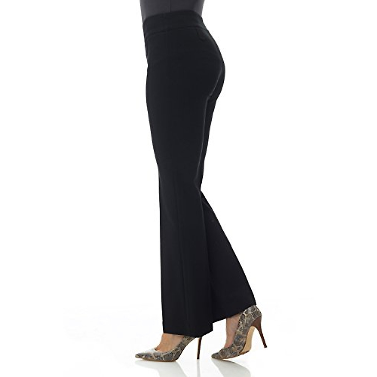 Rekucci Womens Secret Figure Pull-On Knit Bootcut Pants w/Tummy Control (Black, 12)