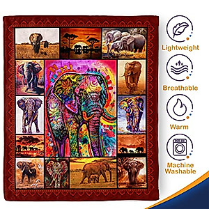 Elephant Blanket Gifts for Women Kids Adults Boys Men Elephant Lovers Home Bedroom Living Room Decor Soft Throw Plush Cozy Bed Couch Fleece Birthday Lightweight Blanket 50"x60"