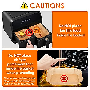 Air Fryer Liners Disposable Rectangular Parchment Paper Liner for Ninja Dual Basket Air Fryer and Other 2-basket Air Fryer, Oilproof Waterproof Non-Stick 8.7”x5.5” Baking Papers 100pcs