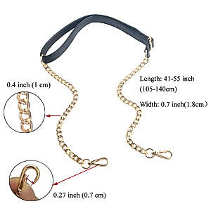 BEAULEGAN Purse Chain Strap Adjustable - Replacement for Shoulder Crossbody Bag, 55 Inches (Black/Silver