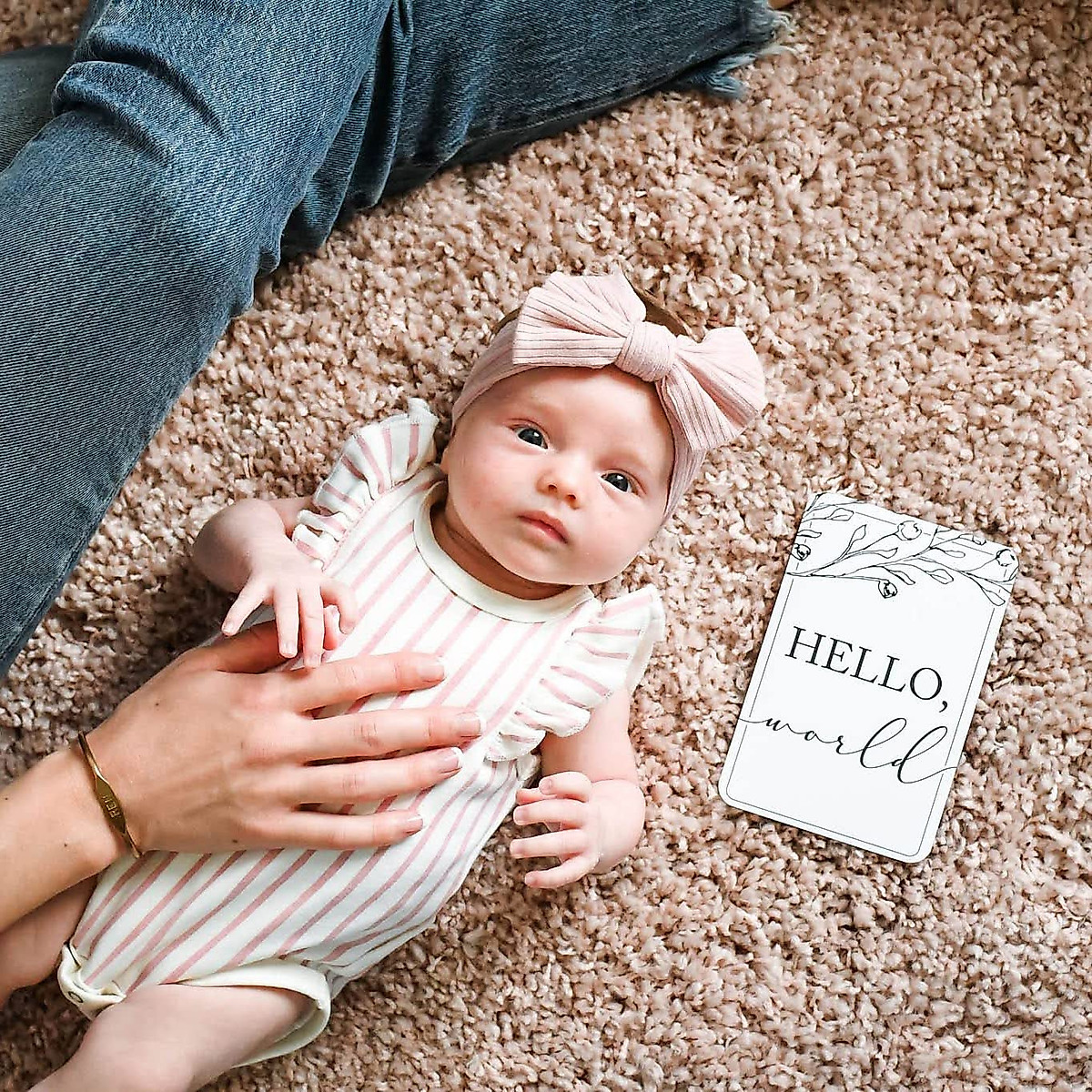 Baby Milestone Cards (19+11) - Weekly Baby Milestone Signs w/Hello World Newborn Sign, Pregnancy Announcement Sign - Giftable Baby Milestones Props