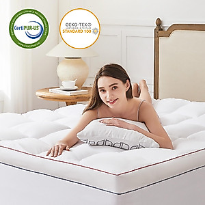 Homemate Memory Foam Mattress Topper King, Dual Layer 4 Inch Cooling Mattress Topper, 2 Inch Gel Memory Foam Plus 1800TC Mattress Pad Comfort Support, Pillow Top with 8-21 Inch Deep Pocket, White