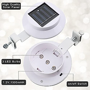 16 Pcs Solar Powered LED Gutter Lights 3 LED Deck Gutter Solar Lights Outdoor Waterproof LED Garden Yard Wall Lamp with Bracket for Fence Wall Stair Step Landscape Pathway, White Light and Warm Light