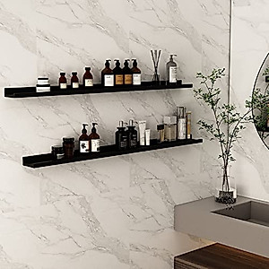 love furniture 47 Inch Black Floating Shelves Wall Mounted Set of 2, Wall Mounted Wood Shelves for Bedroom, Living Room, Bathroom, Kitchen