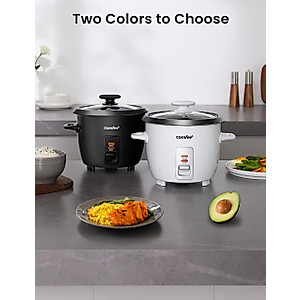 COMFEE' Rice Cooker, 6-Cup Cooked/3-Cup Uncooked, Removable Non-Stick Bowl, for Soups, Stews, Grains&Oatmeal, One Touch, Black