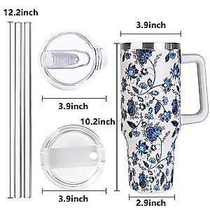 40 oz Tumbler with Handle and Straw, Stainless Steel Insulated Tumbler with Leak Proof Lid and Straw Lid,Reusable Water Bottle Vacuum Travel Coffee Mug Cup,Dishwasher Safe Keep Drinks Cold and Hot