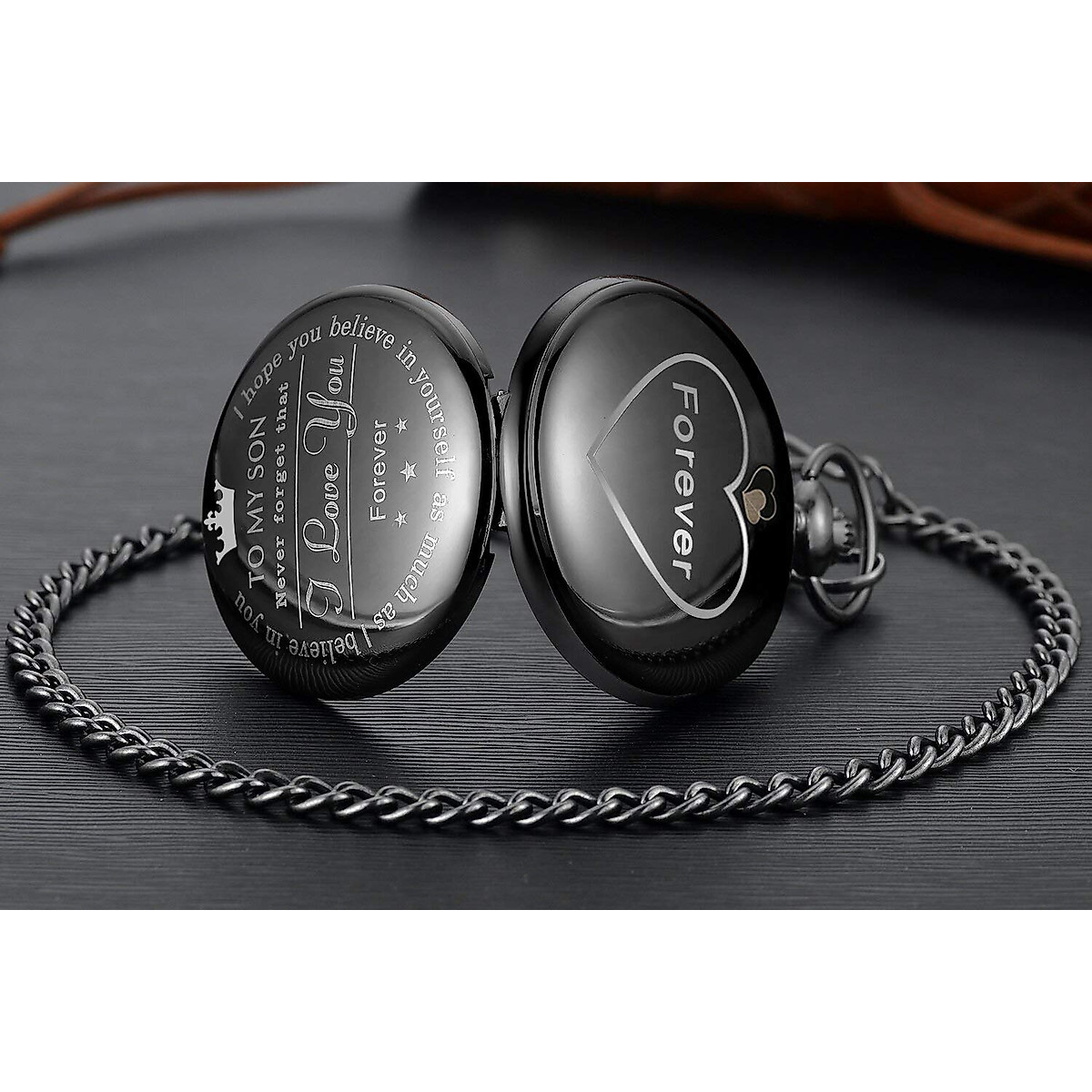 LYMFHCH Personalized Pocket Watch with Chain, Engraved “to My Son” “I Love You” Used for Birthday Christmas Graduation Gifts Pocket Watches