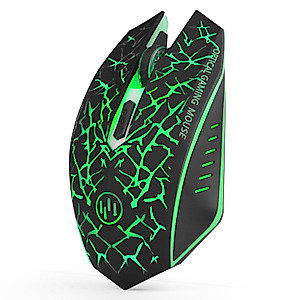 VEGCOO C12 Wireless Gaming Mouse,Rechargeable Mice Silent Click Cordless Mouse with 6 Buttons PC Gaming Mice Advanced Technology with 2.4GHZ Up to 2400DPI for PC Laptop (Green)