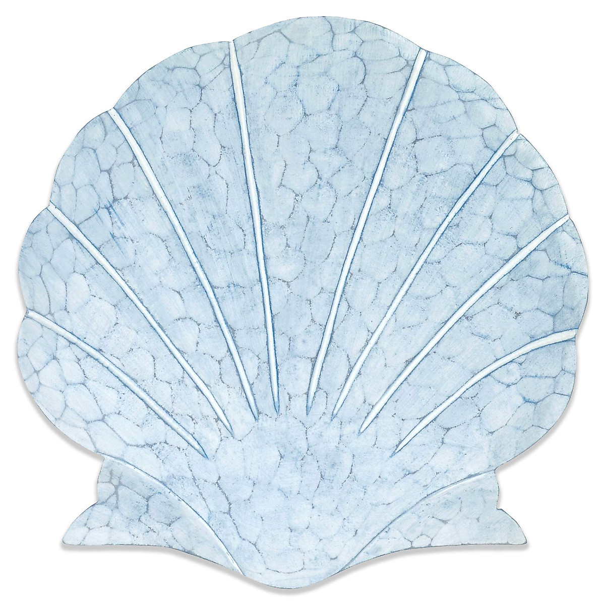 T.I. Design Hand-Carved Coastal Aqua Scallop Shell Beach Wall Decor