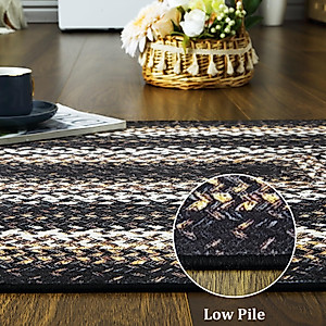 ROYHOME Boho Rug 4x6 Bedroom Area Rug Braided Print Area Rug Modern Geometric Area Rug Fsrmhouse Aesthetic Carpet Distressed Throw Rugs for Living Room Bedroom Kitchen Nursery Office, Black