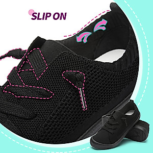 ALTOCIS Women's Knit Slip On Sneakers Ladies Elastic Low Top Flats Lightweight Breathe Mesh Fashion Sneakers Cute Flying Woven Loafers(All Black US8)