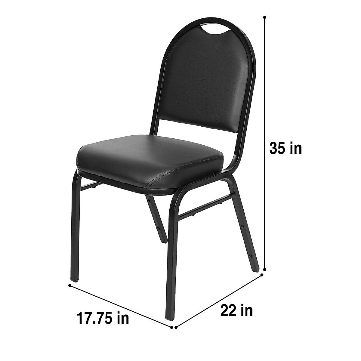 OEF Furnishings Premium Vinyl Upholstered Stack Banquet Chair, Pack of 2, Black/Black