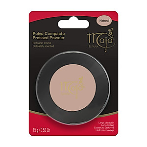 Natural Maja Pressed Powder| Delicately Scented Pressed Powder, Mirror and Tassel Compartment for Flawless Skin; 0.53 Ounces
