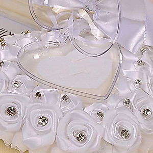 Amosfun Ring Bearer Heart Shape Bride Ring Cushion Ring Pillow for Wedding Engagement Ceremony Supplies