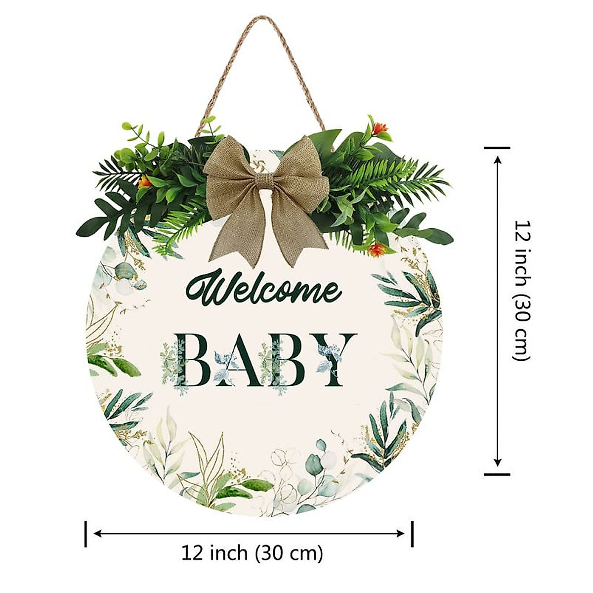Aowotu Welcome Baby Sign Front Door Round Rustic Wood Sign Hanging Farmhouse Porch Outdoor Home Christmas Baby Shower Farmhouse Porch Wall Doors Doors Front Door Sign Decoration 12x12 Inch