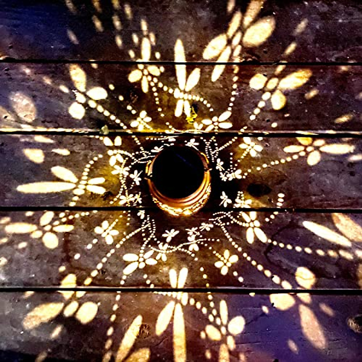 Solar Lantern Lights Outdoor Hanging, Metal Decor Lanterns-Waterproof LED Decorative Light for Garden, Patio, Yard Tree (Dragonfly)