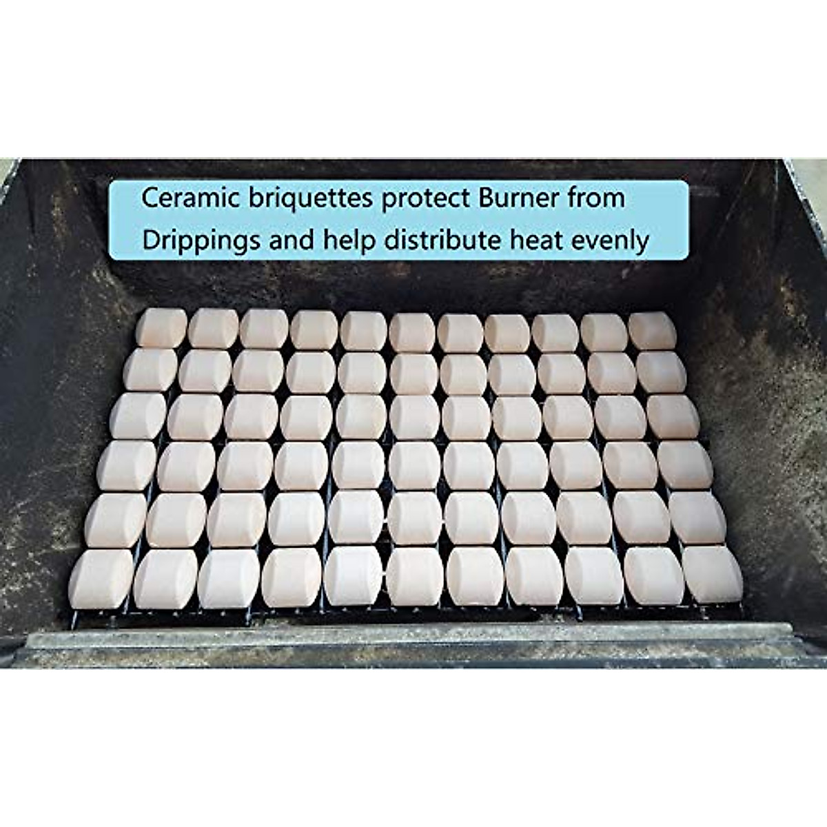 GasSaf Ceramic Briquettes Replacement for Select Turbo, Nexgrill Gas Grill Models, 2 x 2 x 0.8 inch, Set of 50 pcs