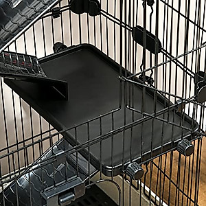 PawHut 60" Small Animal Cage with Wheels, 6-Level Portable Bunny Cage, Chinchilla Ferret Cage with Removable Tray, Platforms and Ramps, Black