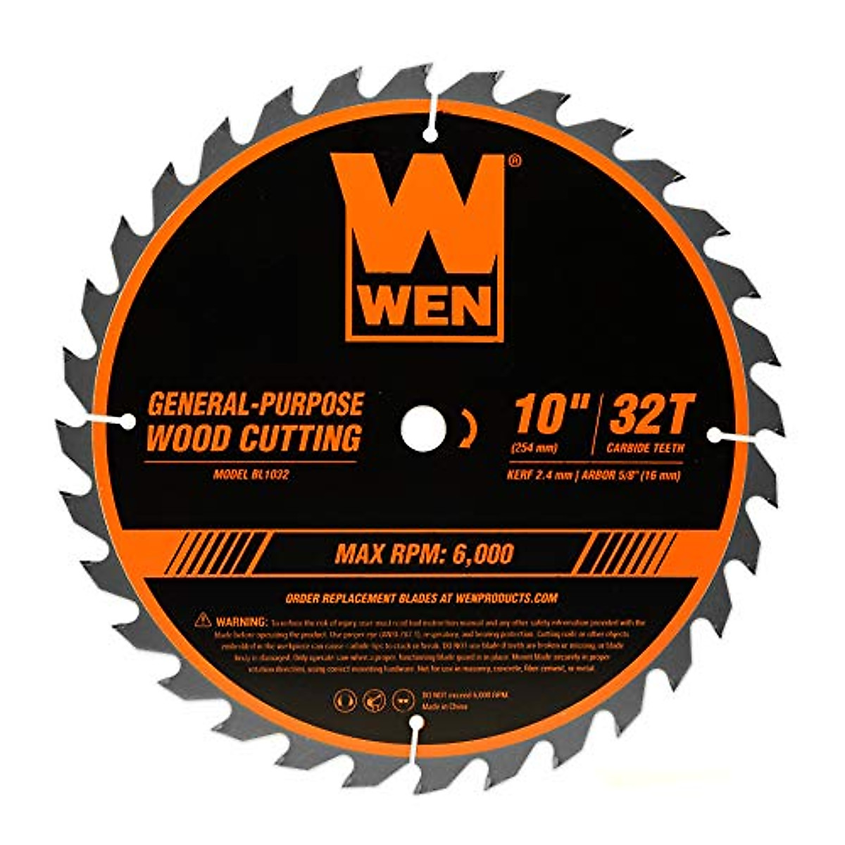 WEN BL1032-2 10-Inch 32-Tooth and 60-Tooth Carbide-Tipped Professional Woodworking Saw Blade Set, Two Pack
