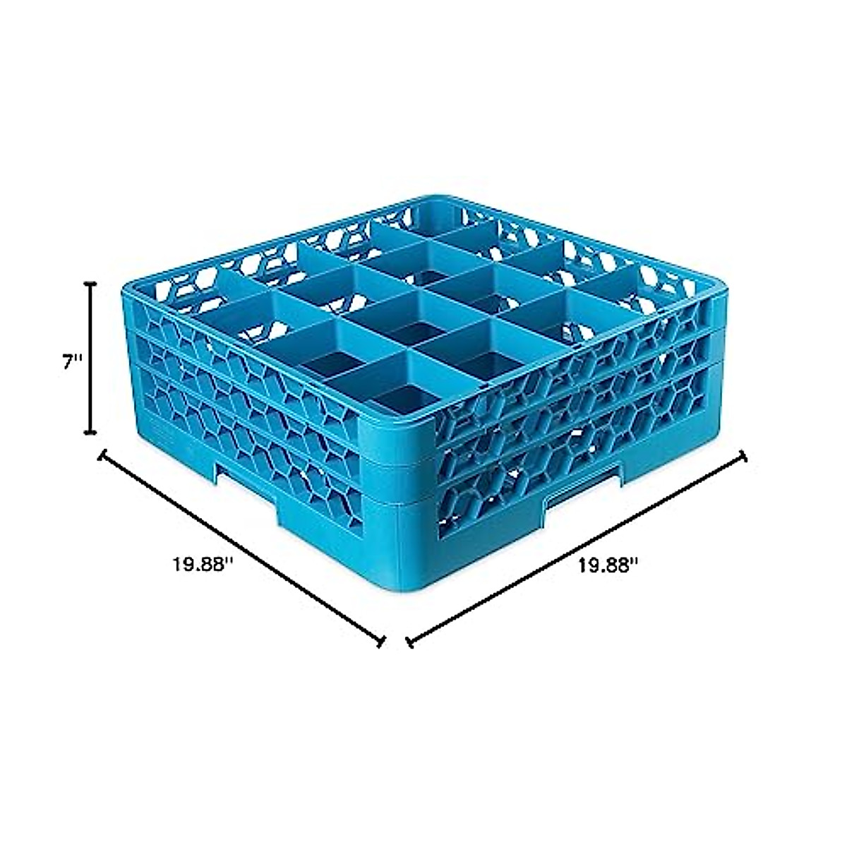 Carlisle FoodService Products RG16-214 FBA_RG16214 16 Compartment Glass Rack with 2 Extenders, 7.12", Blue